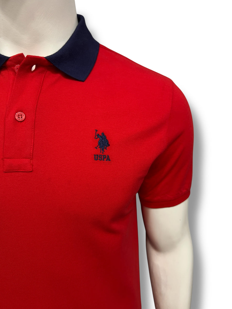 USPA Regular Fit Contrast Collar Red Polo – Clothing Call - Your Multi ...