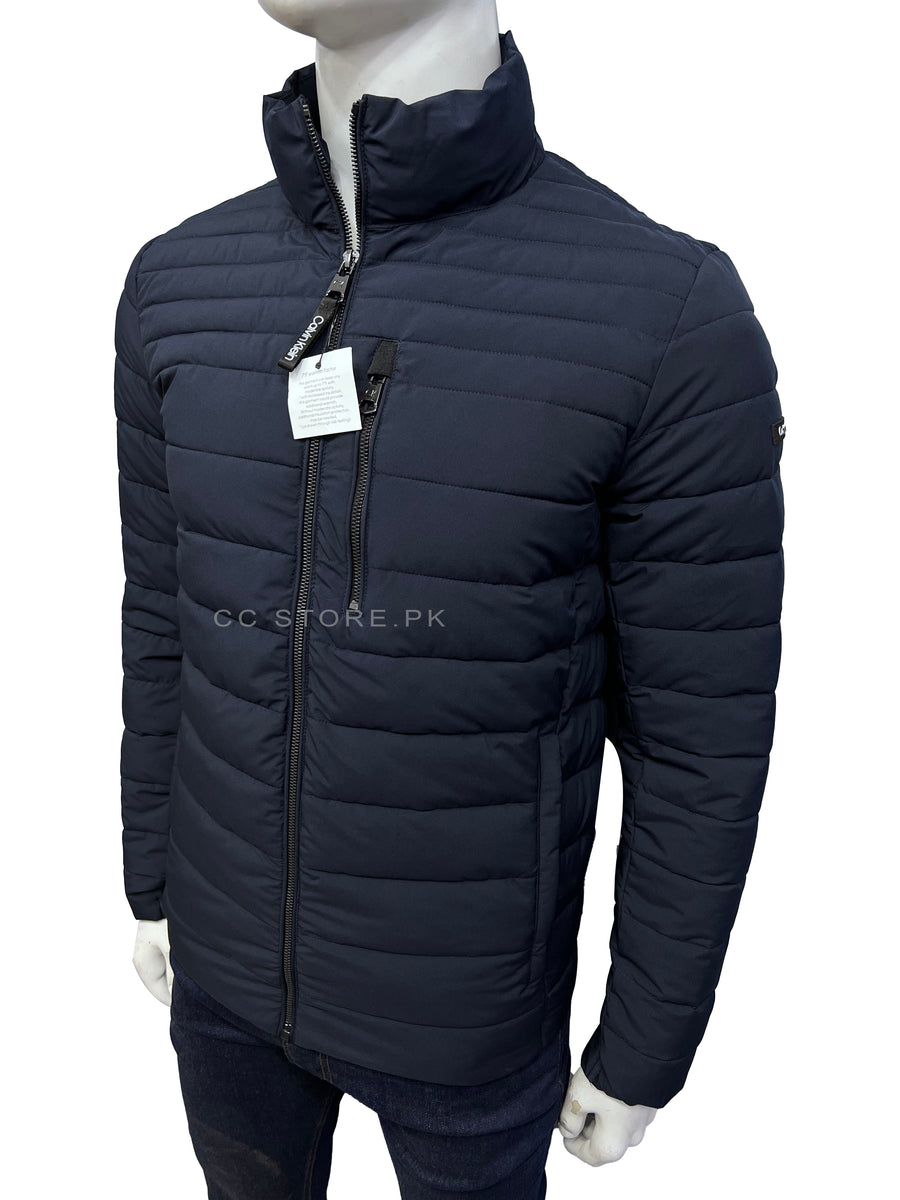 CK Navy Blue Puffer Jacket with Front Pocket Detail – Clothing Call ...