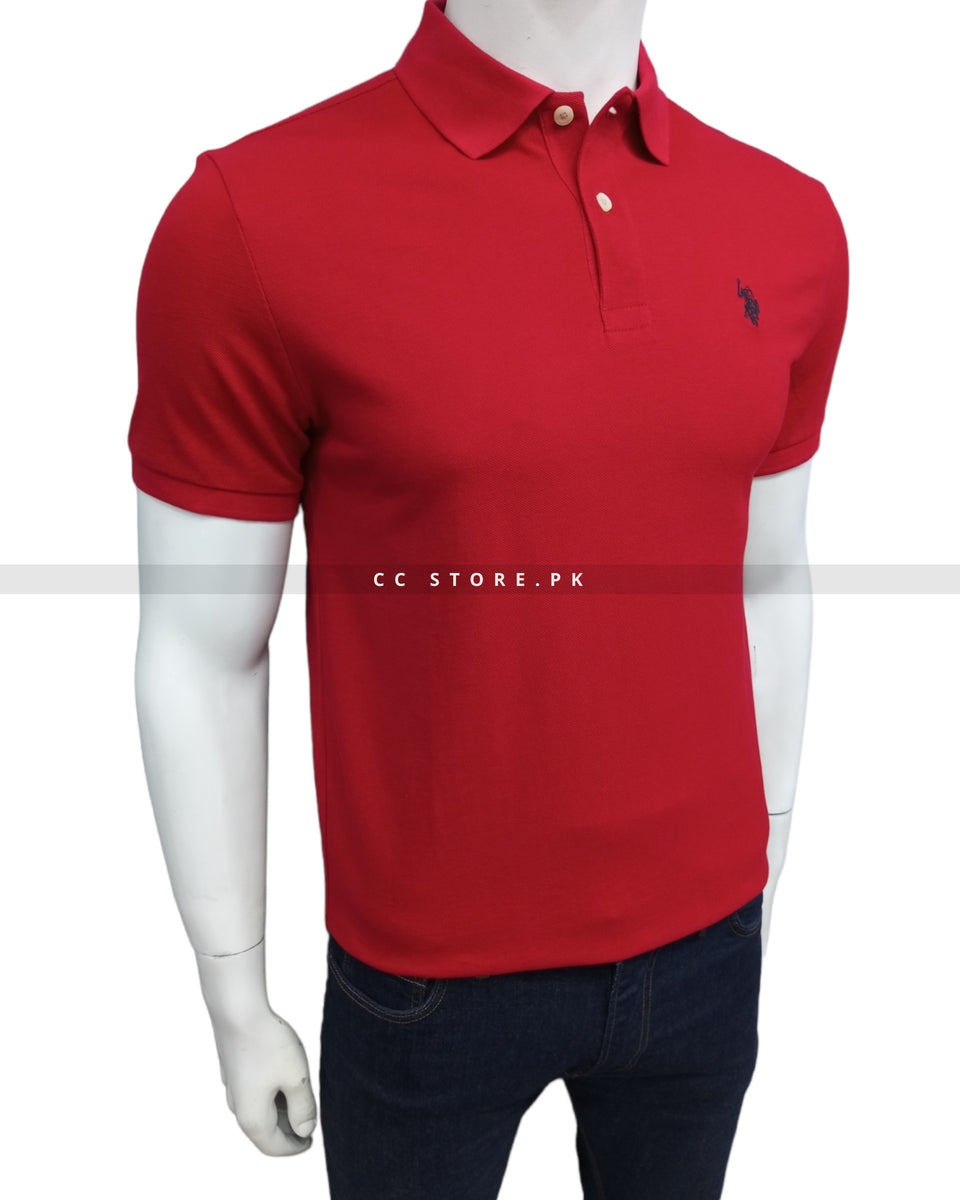 USPA Regular Fit Small Logo Red Polo – Clothing Call - Your Multi Brand ...