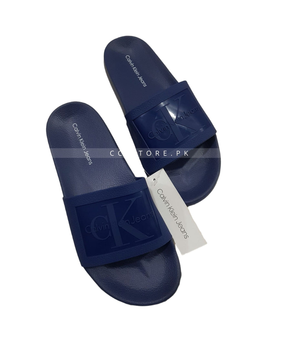 CK Navy Blue Slides – Clothing Call - Your Multi Brand Store.